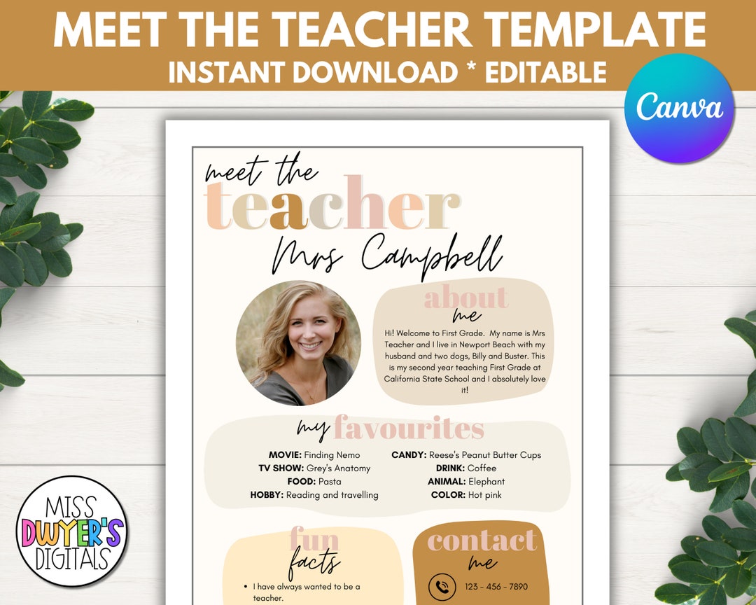 Neutral Boho Meet the Teacher Template Teacher Resources - Etsy