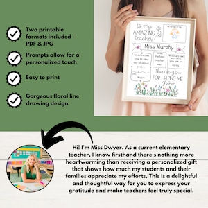 Teacher Appreciation Printable, All About My Teacher End of the School ...
