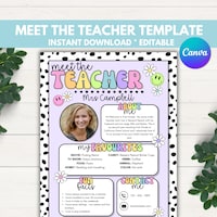 Meet the Teacher Template, Get to Know Your Teacher, Edit on Canva ...