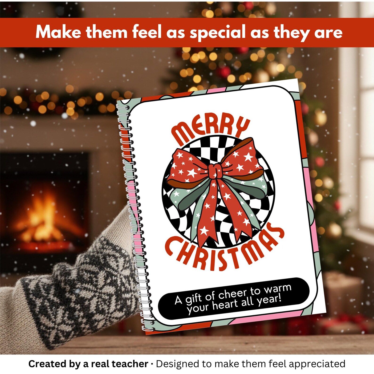 Printable Teacher Gift Card Holder Book for Holiday Christmas Class ...