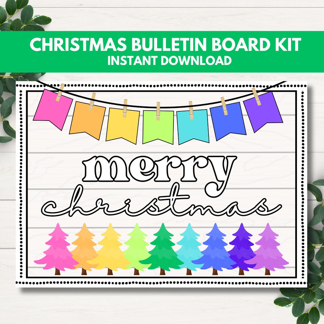 Merry Christmas Classroom Decor, Merry and Bright Bulletin Board Kit ...