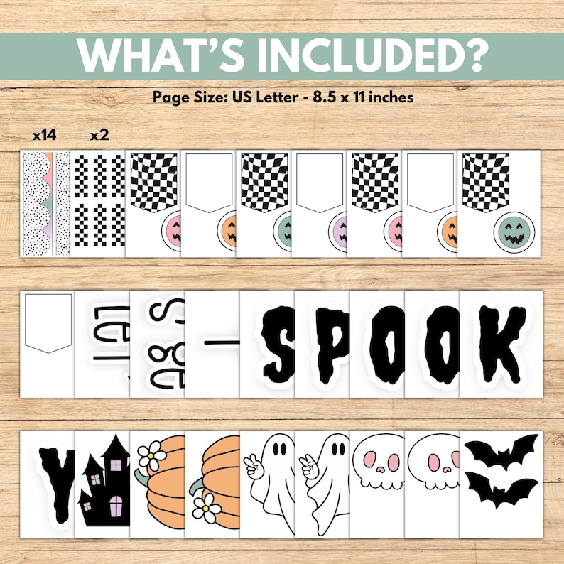 Retro Halloween Bulletin Board Kit Groovy Fall Door Decor Halloween ...