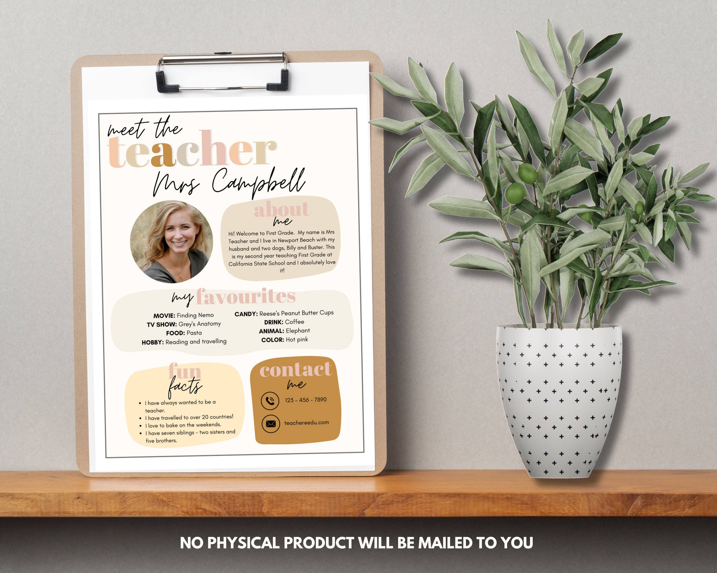 Neutral Boho Meet the Teacher Template, Teacher Resources, Teacher ...