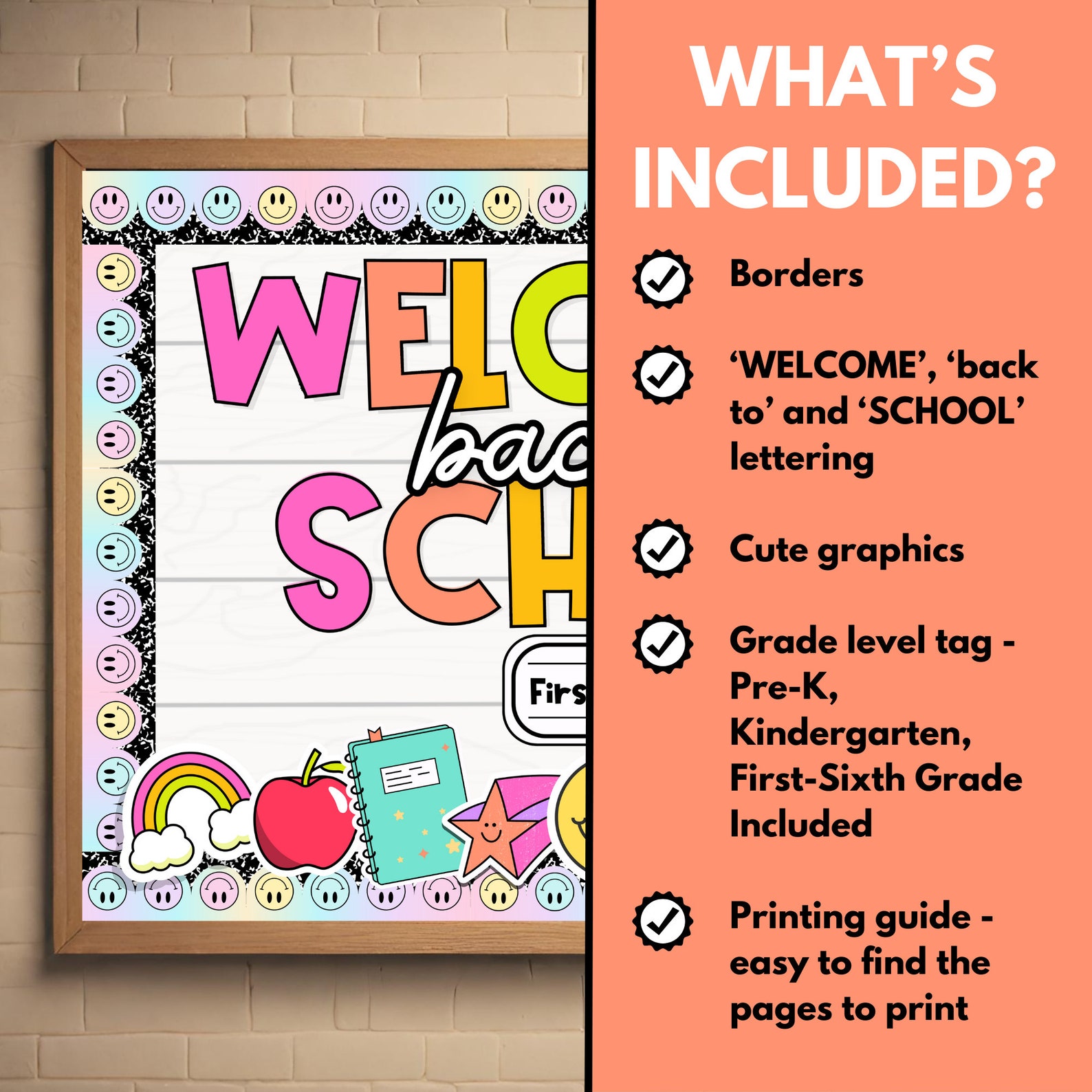 Back to School Bulletin Board, Bulletin Board Kit, First Day of School ...