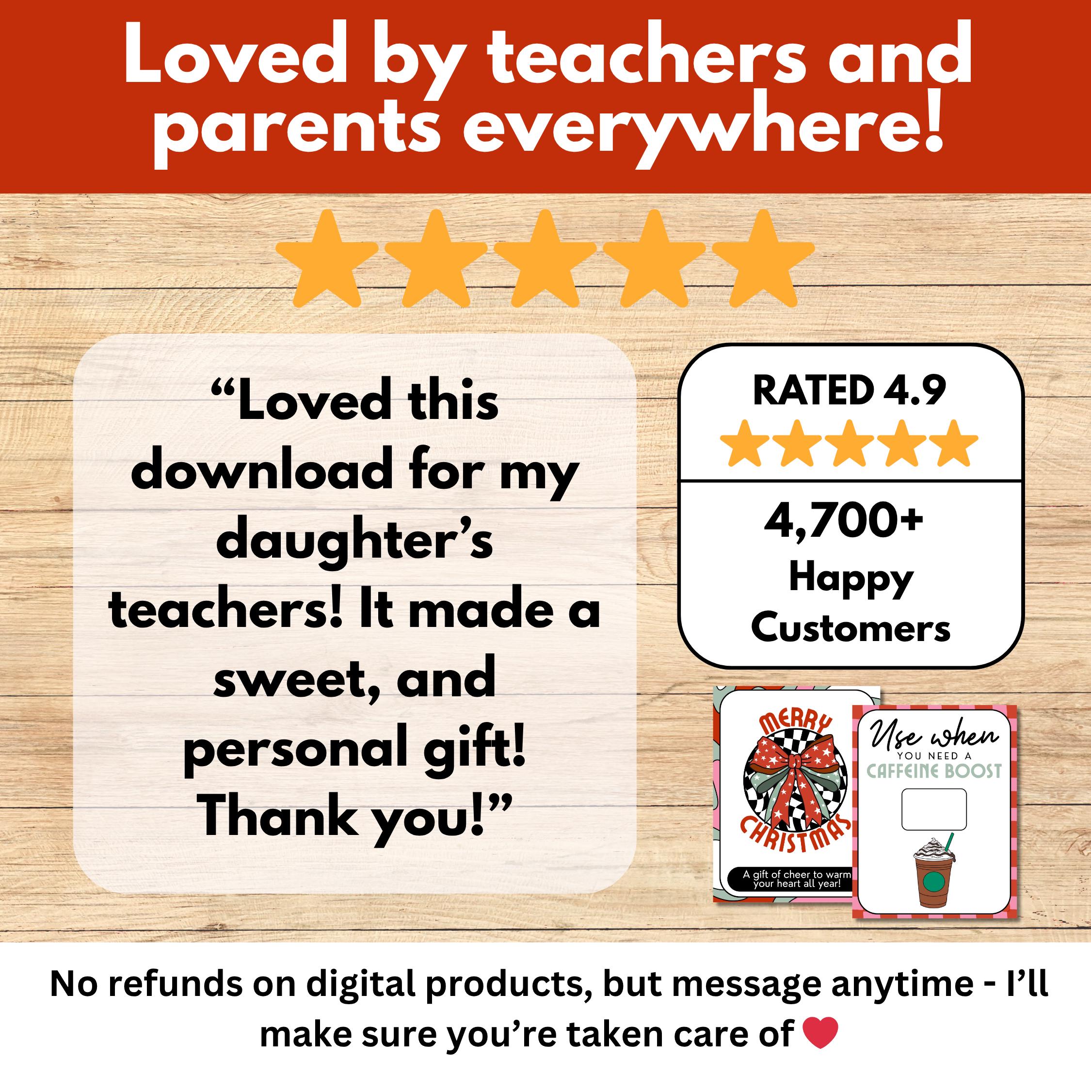 Printable Teacher Gift Card Holder Book for Holiday Christmas Class ...