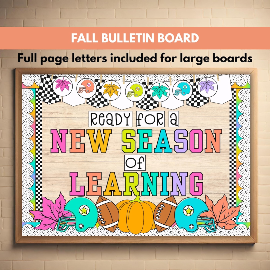Fall Bulletin Board Kit Retro Rainbow Classroom Decor Door Elementary ...