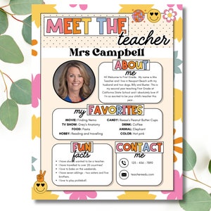 Meet the Teacher Template, All About Me Poster, All About My Teacher ...