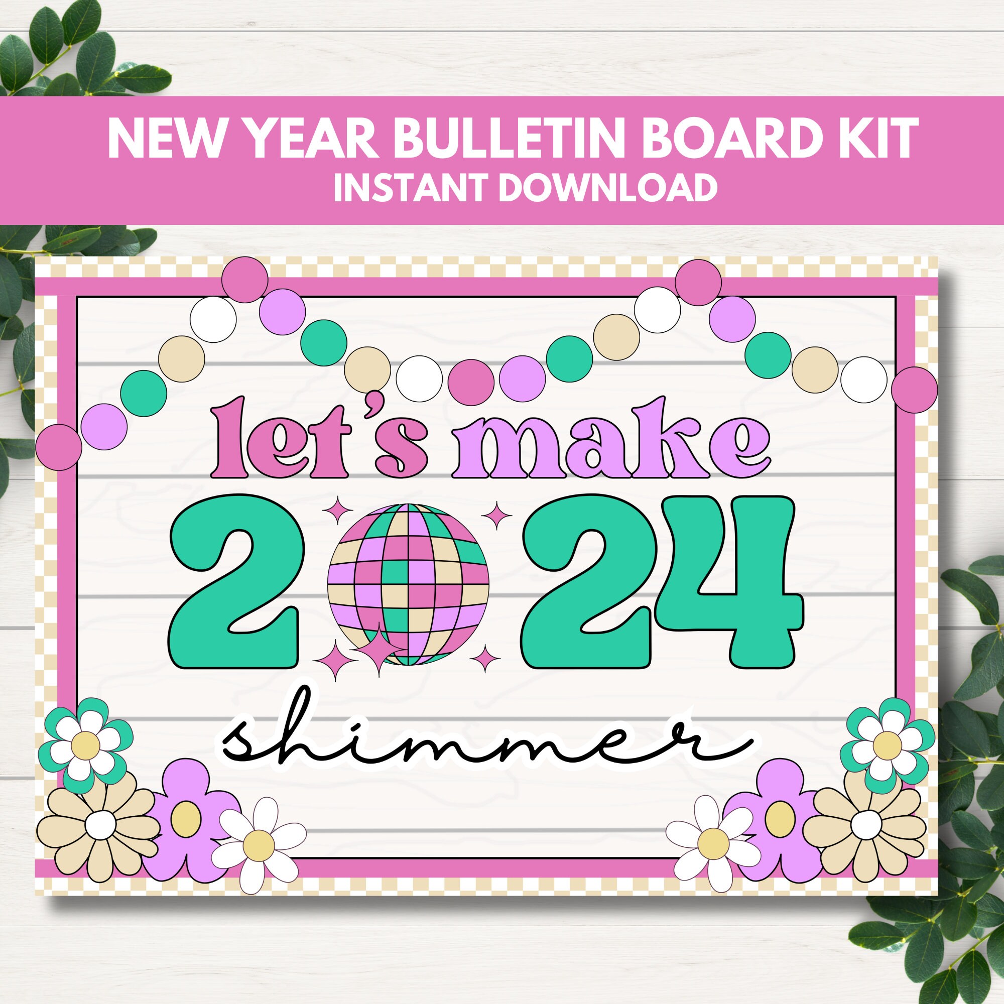 New Years Bulletin Boards, Bulletin Board Kit, Retro Classroom Decor ...
