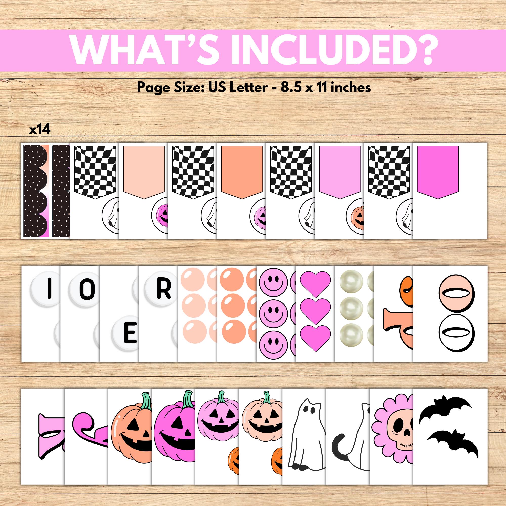 Retro Halloween Bulletin Board Kit Groovy Fall Door Decor Halloween ...
