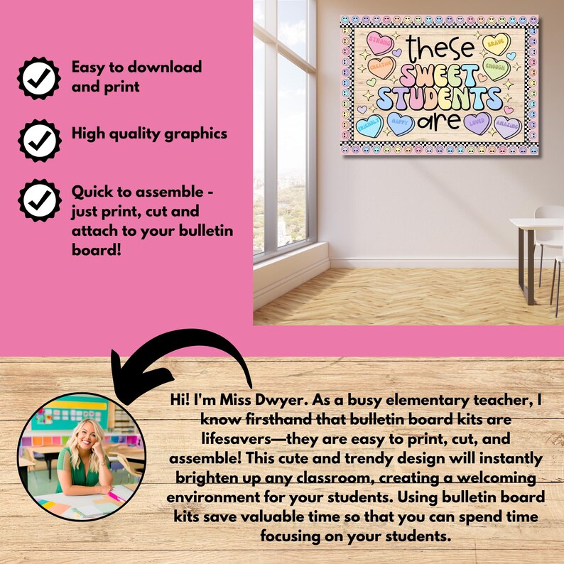 Sweet Heart Candy Valentine's Day Bulletin Board Kit February Classroom ...