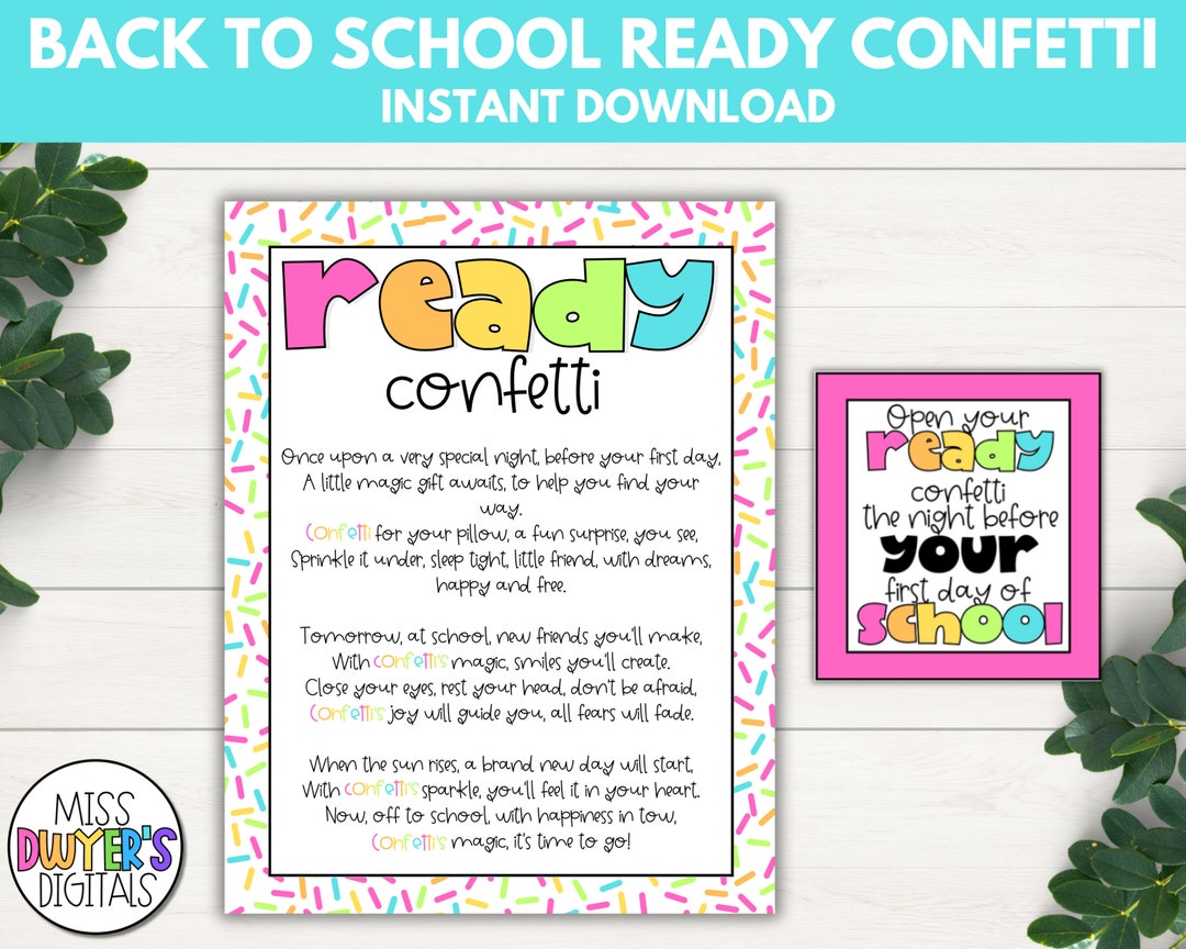 Ready Confetti Poem Night Before School Teacher Poem School - Etsy