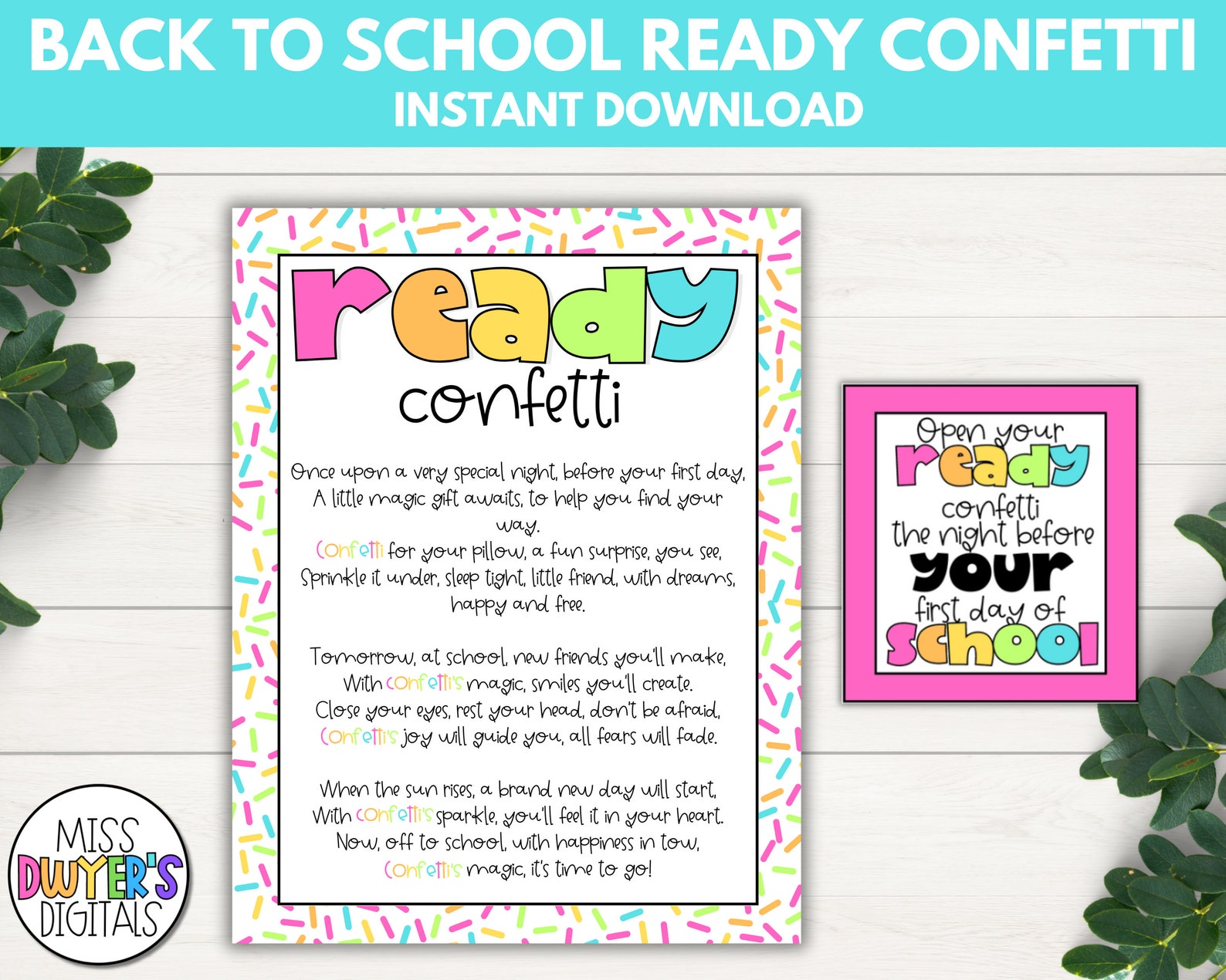 Ready Confetti Poem Night Before School Teacher Poem School - Etsy