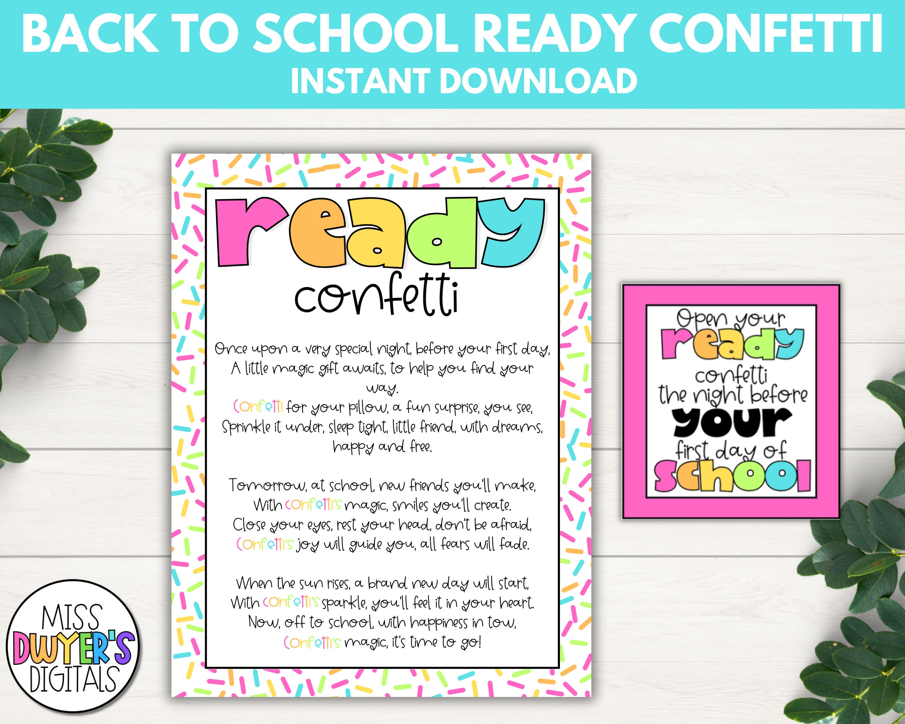 Ready Confetti Poem Night Before School Teacher Poem School - Etsy