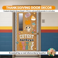 Thanksgiving Groovy Bulletin Board Kit Fall Door Decor Classroom ...