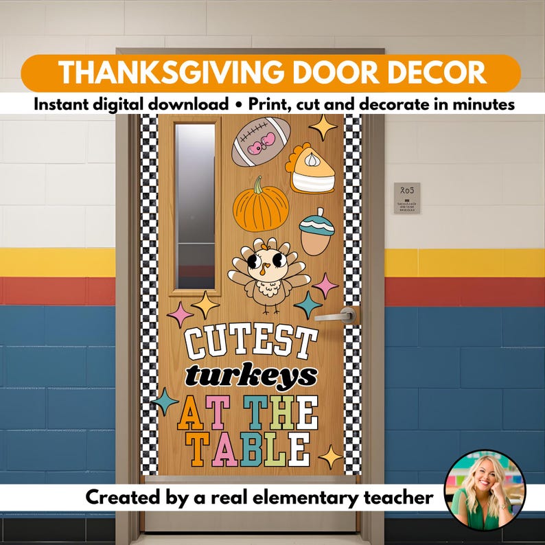 Thanksgiving Door Decor Kit for Teachers Printable Bulletin Board Set ...
