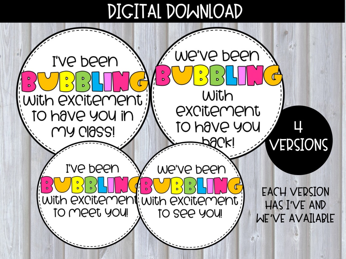 I'm Bubbling With Excitement Gift Tag Printable - Etsy