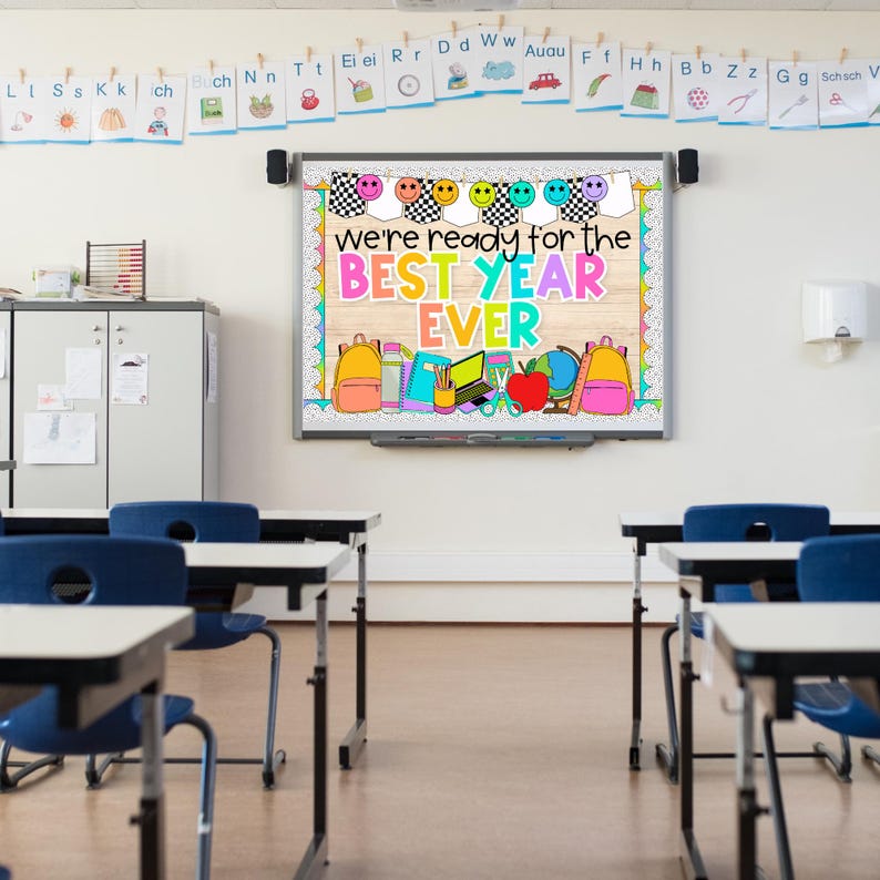 Welcome Back to School Bulletin Board Kit Retro Rainbow Classroom Decor ...