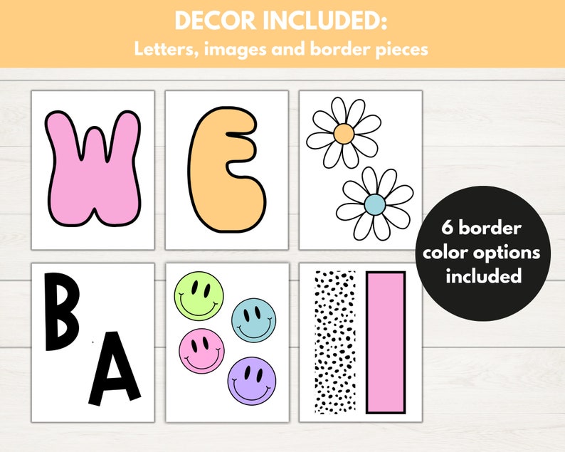 Pastel Retro Back to School Board, Bulletin Board Set, Bulletin Board ...