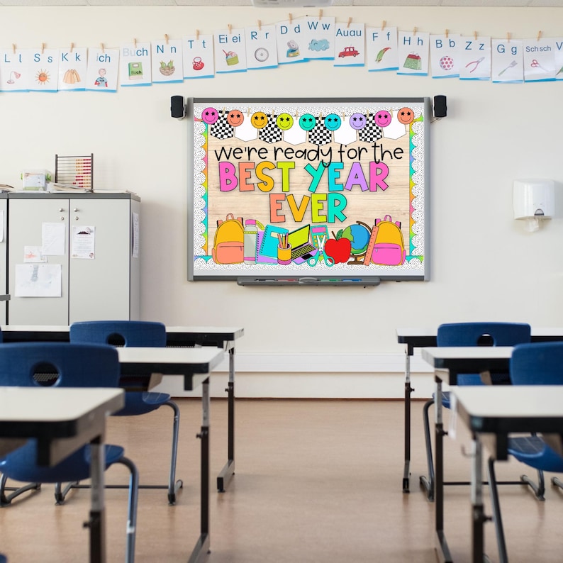 Welcome Back to School Bulletin Board Kit Retro Rainbow Classroom Decor ...