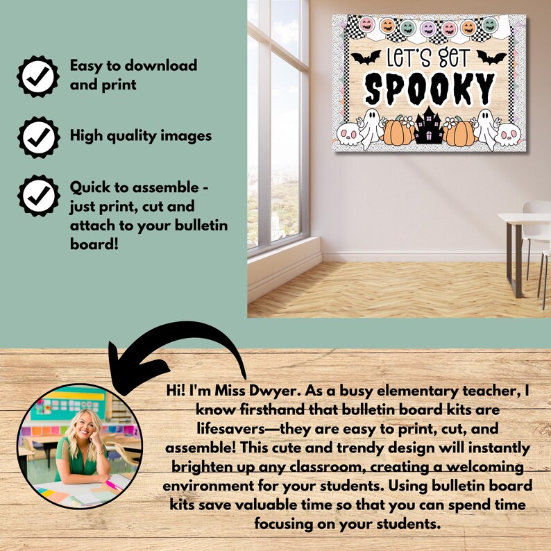 Retro Halloween Bulletin Board Kit Groovy Fall Door Decor Halloween ...