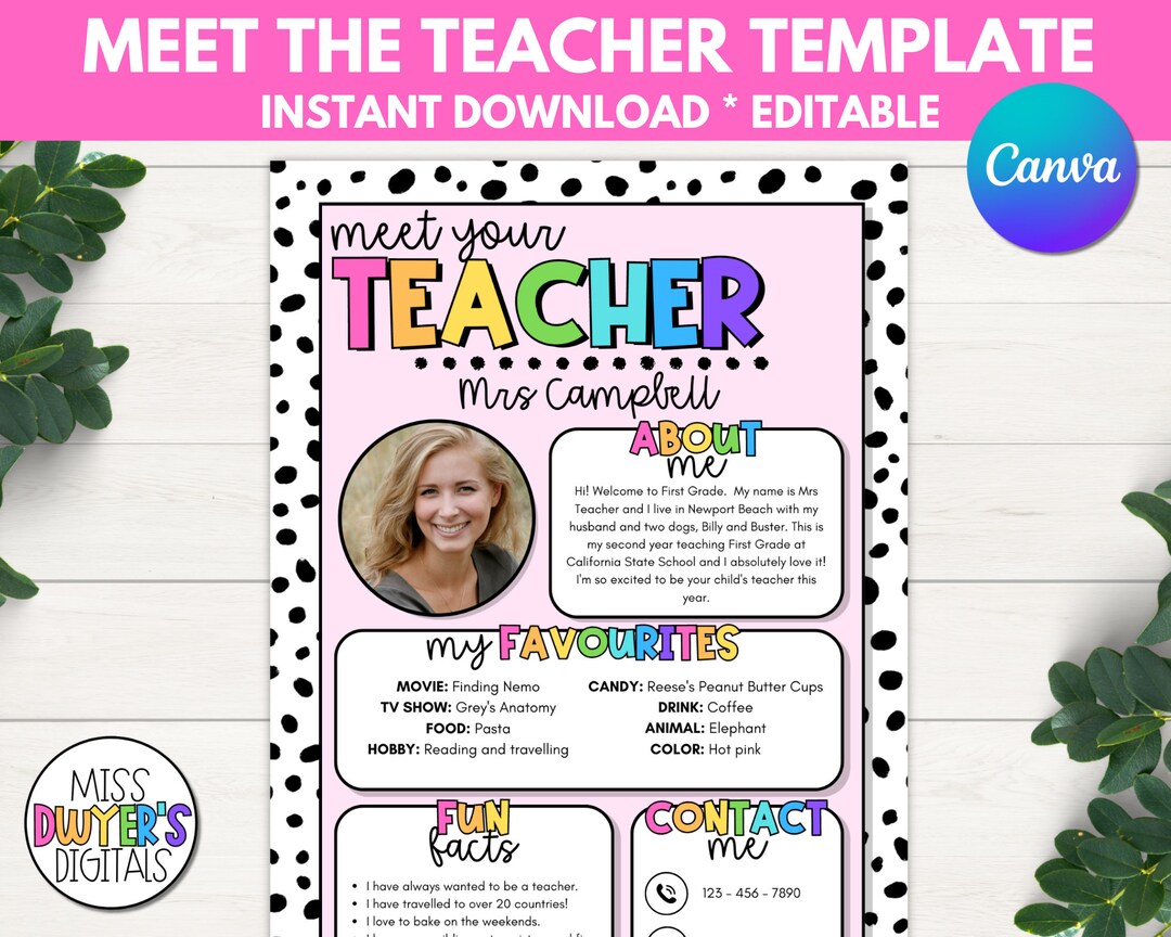 Rainbow Bright Meet the Teacher Meet the Teacher Template - Etsy