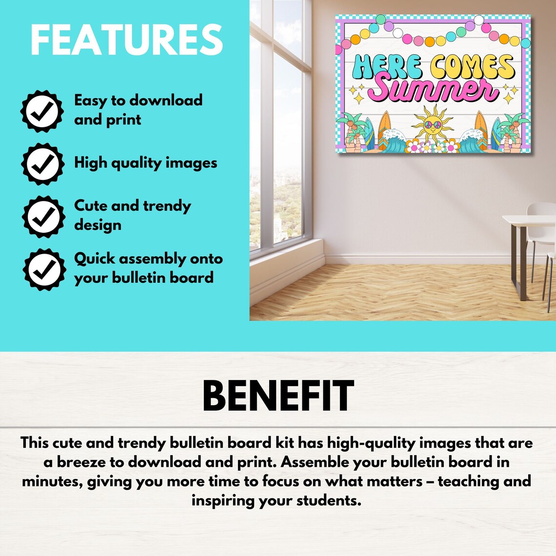 Summer Bulletin Board Kit Classroom Decor Bulletin Board Ideas Easy ...