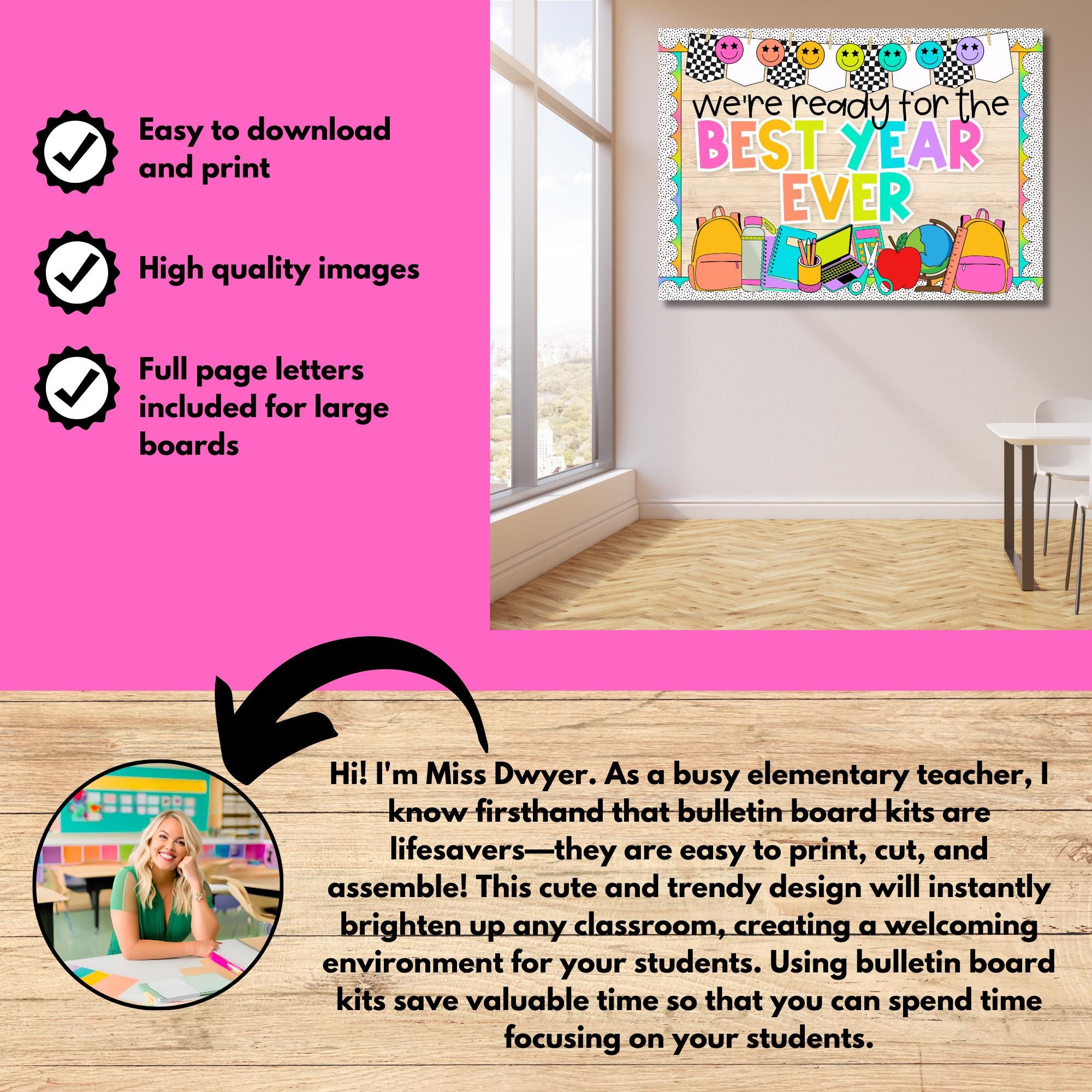 Welcome Back to School Bulletin Board Kit Retro Rainbow Classroom Decor ...