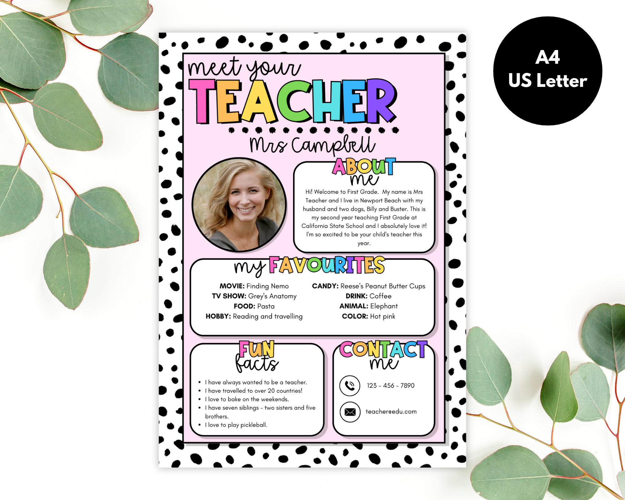 Rainbow Bright Meet the Teacher Meet the Teacher Template - Etsy
