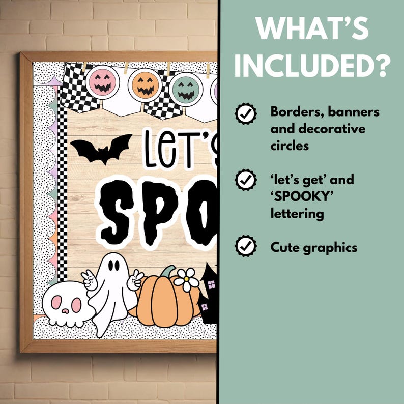 Retro Halloween Bulletin Board Kit Groovy Fall Door Decor Halloween ...