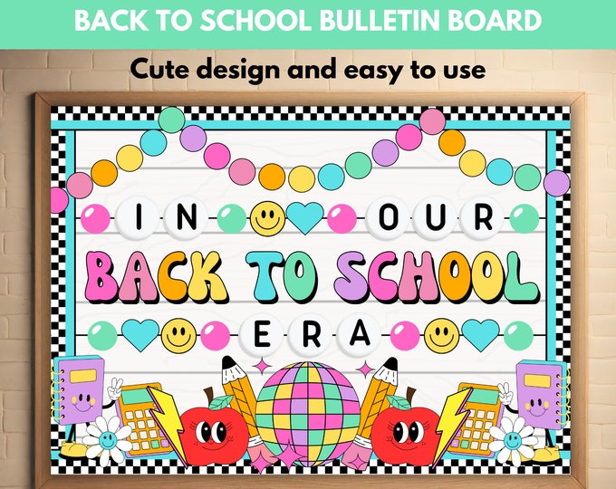 Retro Back to School Bulletin Board Kit- Retro Mural Back to School ...