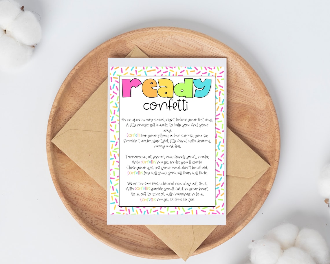 Ready Confetti Poem Night Before School, Teacher Poem, School Confetti ...