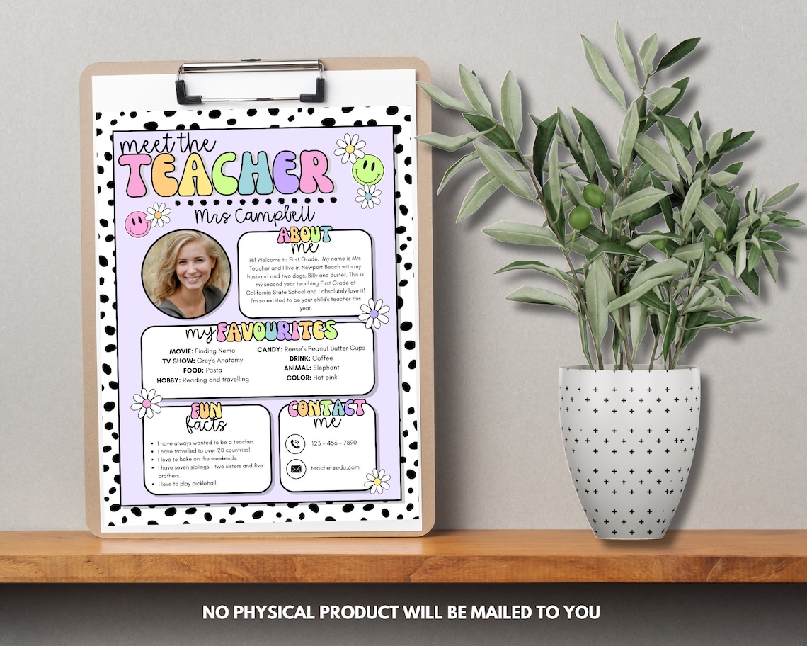 Retro Pastel Meet the Teacher Template, Teacher Resources, Teacher ...