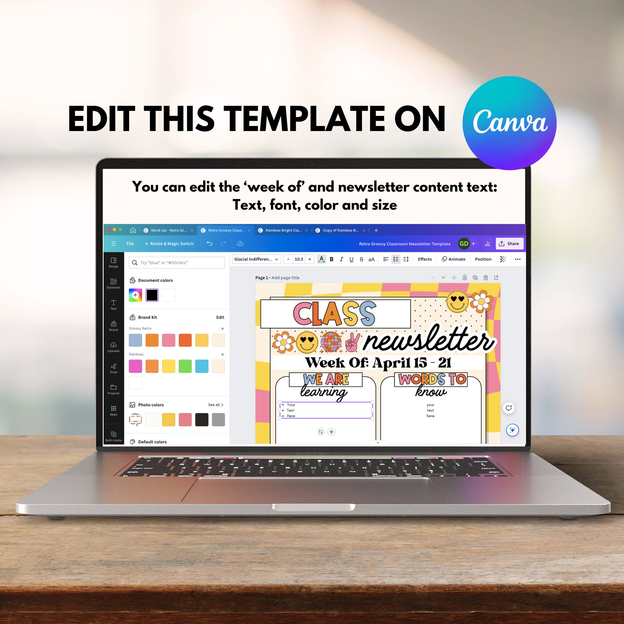 Editable Classroom Newsletter Template, Retro Classroom Decor, Back to ...