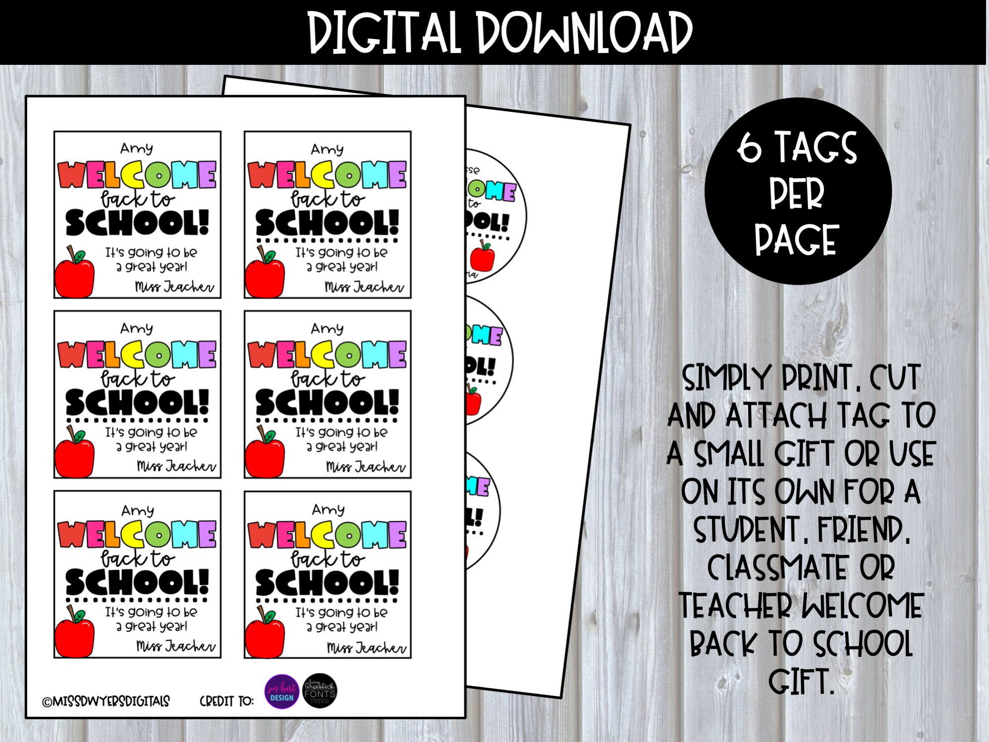 EDITABLE Welcome Back to School Apple Gift Tags Student Gift Teacher ...