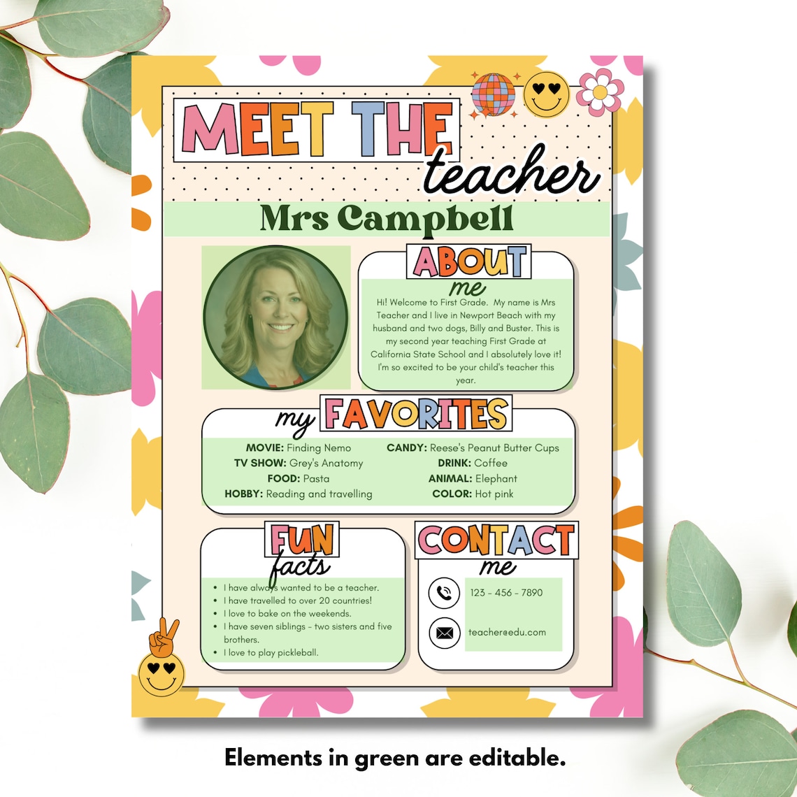 Meet the Teacher Template, All About Me Poster, All About My Teacher ...