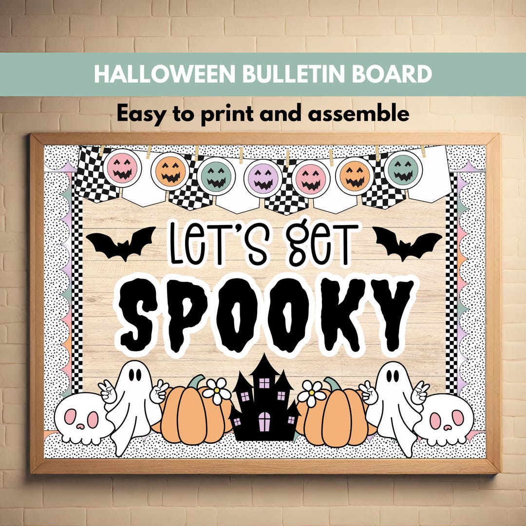 Retro Halloween Bulletin Board Kit Groovy Fall Door Decor Halloween ...