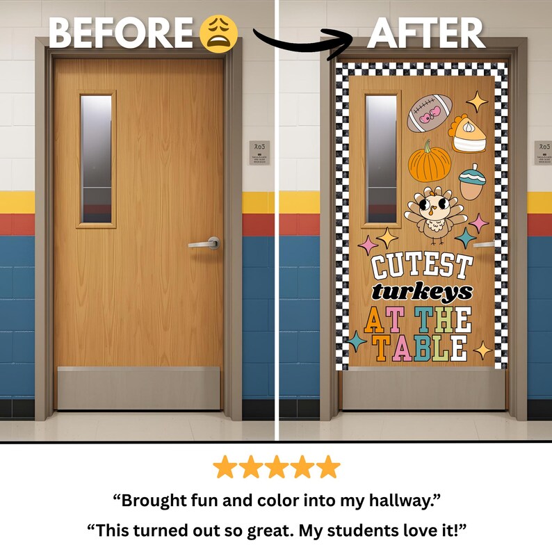 Thanksgiving Door Decor Kit for Teachers Printable Bulletin Board Set ...