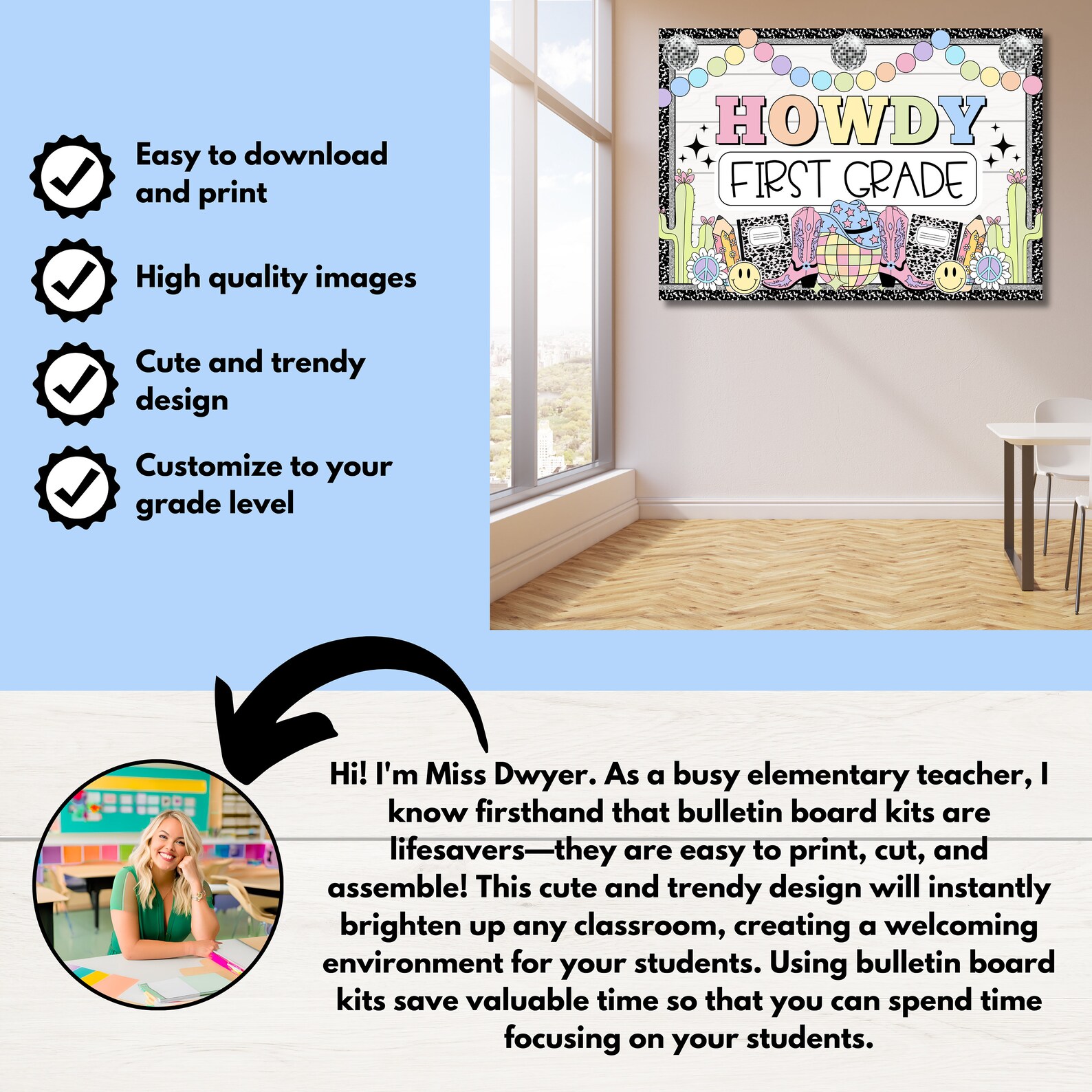 Back to School Bulletin Board, Bulletin Board Kit, First Day of School ...