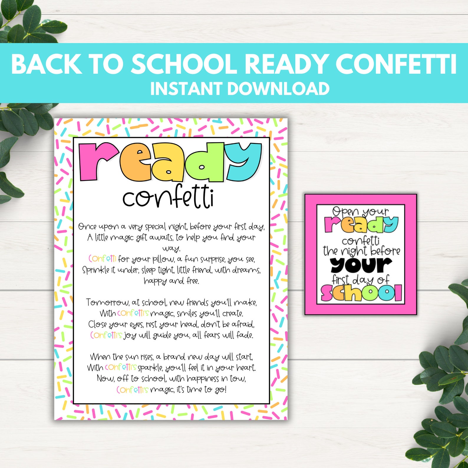 Ready Confetti Poem Night Before School, Teacher Poem, School Confetti ...