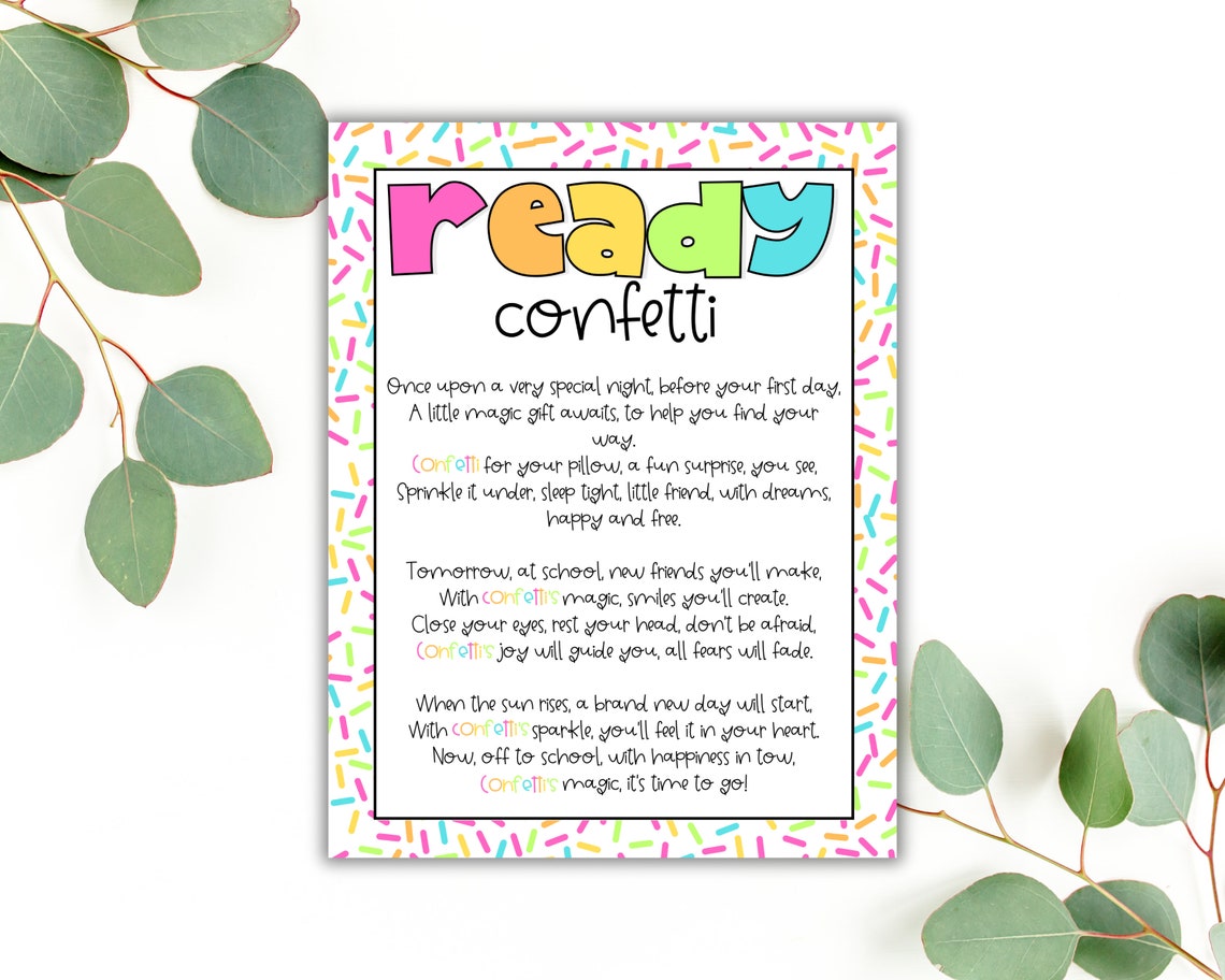 Ready Confetti Poem Night Before School, Teacher Poem, School Confetti ...