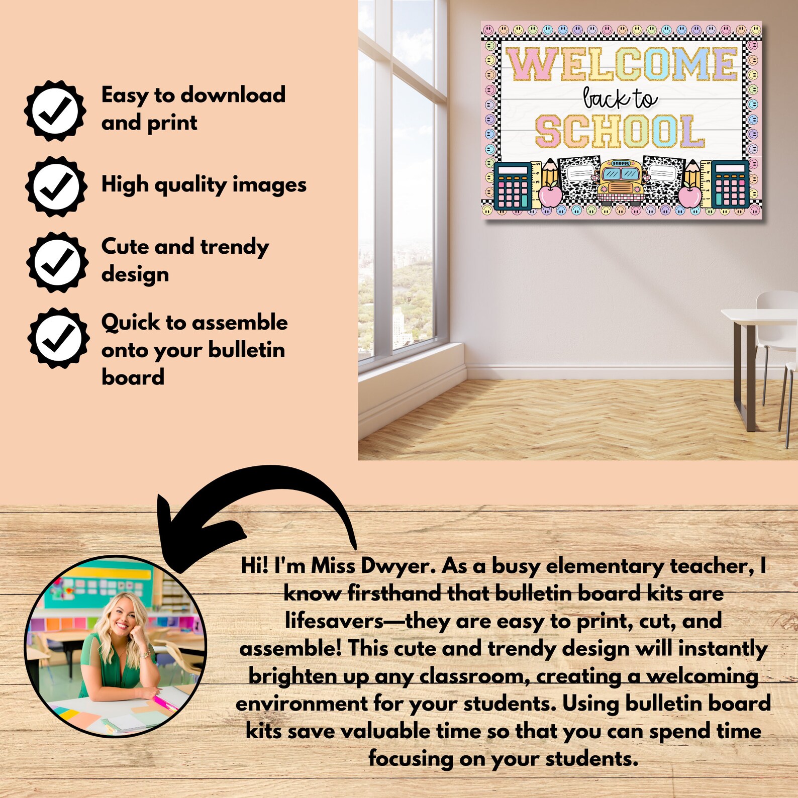 Back to School Bulletin Board, Bulletin Board Kit, First Day of School ...