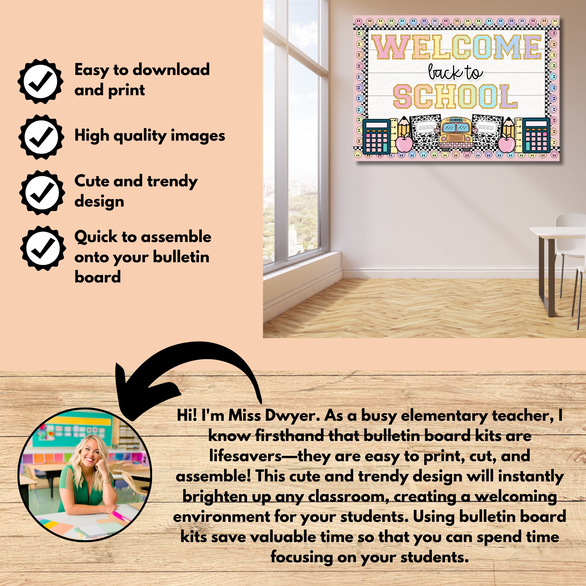 Back to School Bulletin Board, Bulletin Board Kit, First Day of School ...