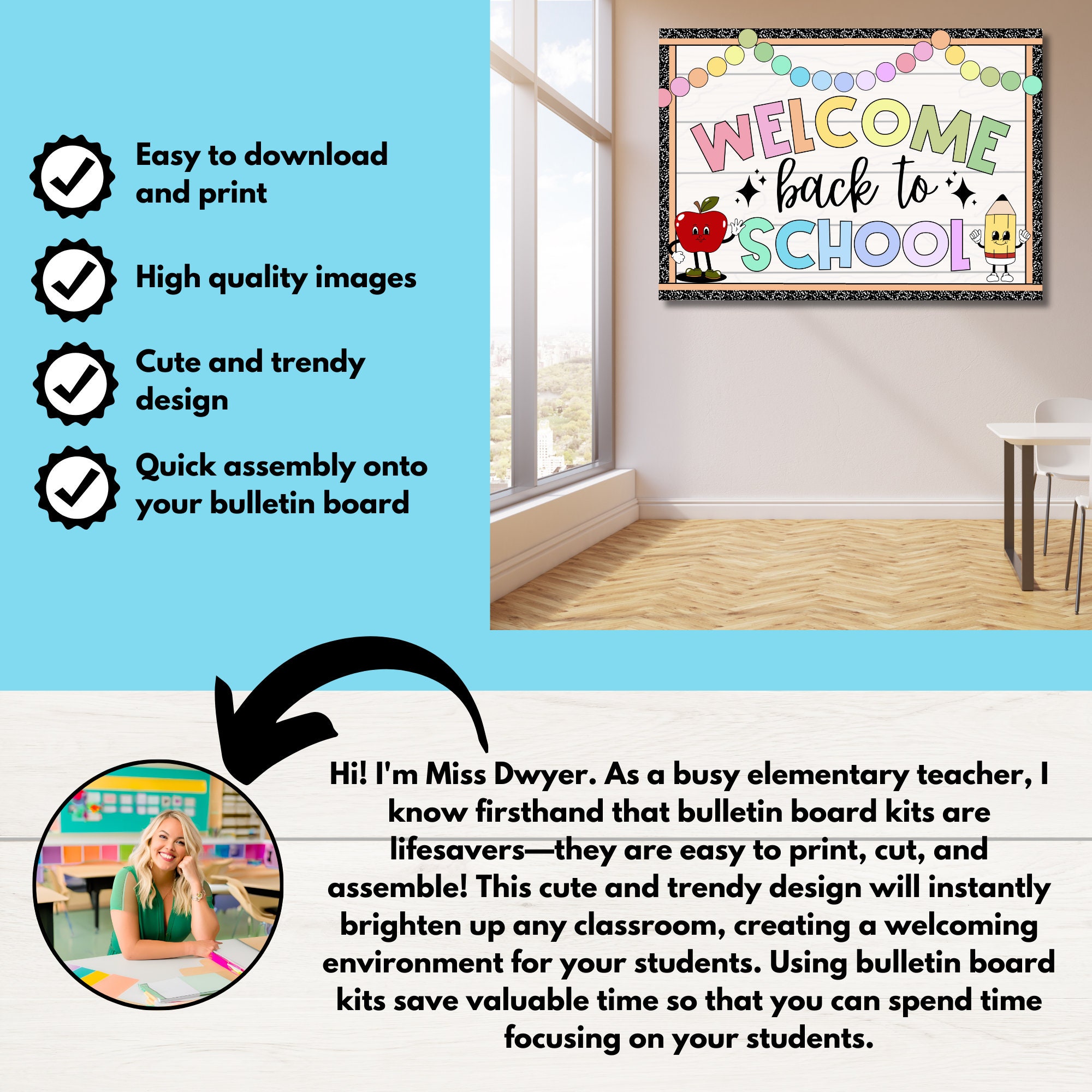 Welcome Back to School Bulletin Board, Bulletin Board Kit, First Day of ...