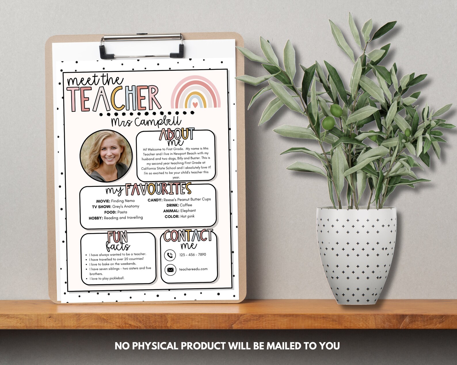 Neutral Boho Rainbow Meet the Teacher Template, Teacher Resources ...