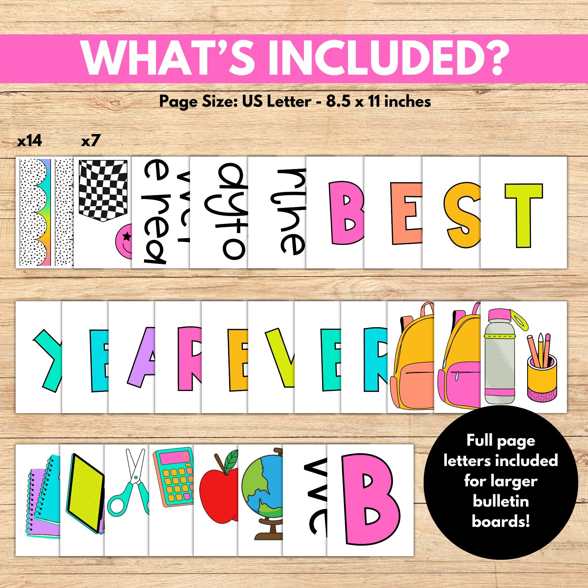 Welcome Back to School Bulletin Board Kit Retro Rainbow Classroom Decor ...