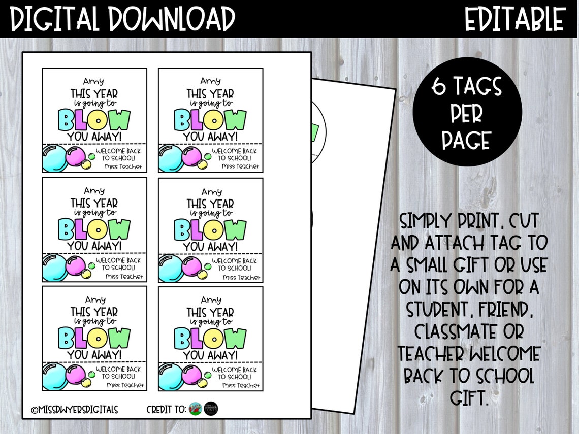 EDITABLE This Year is Going to Blow You Away Gift Tags Bubbles Gift Tag ...