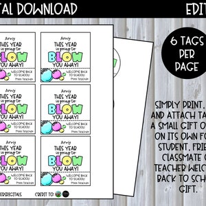 EDITABLE This Year is Going to Blow You Away Gift Tags | Bubbles Gift ...