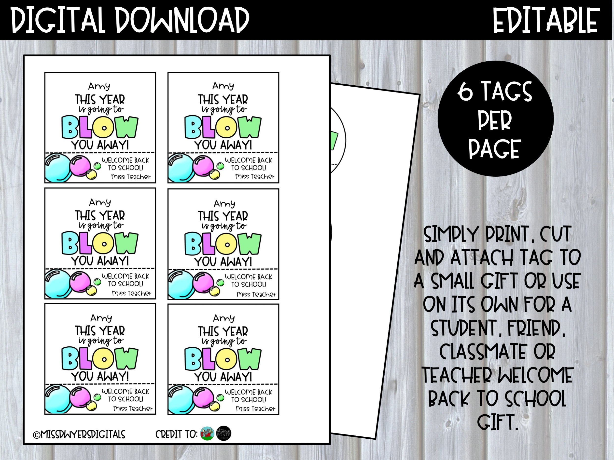 EDITABLE This Year is Going to Blow You Away Gift Tags Bubbles Gift Tag ...