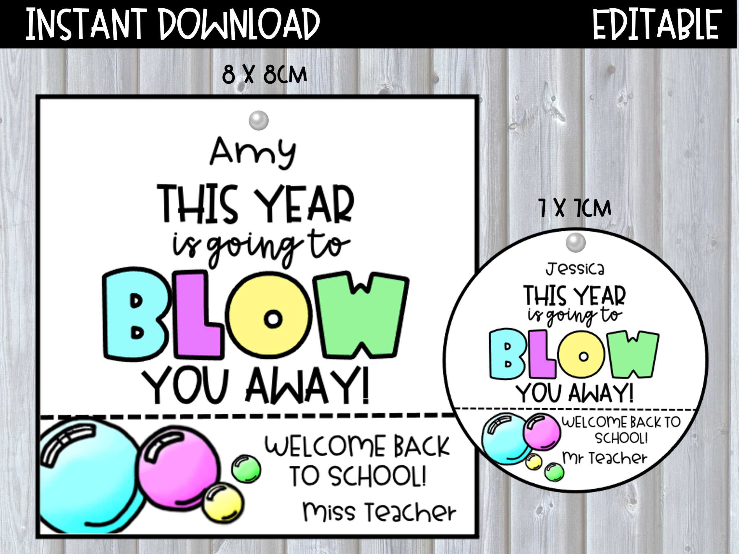 EDITABLE This Year is Going to Blow You Away Gift Tags Bubbles Gift Tag ...