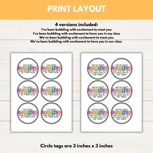 Bubbling With Excitement Gift Tag, Student Gifts From Teacher, 1st Day ...